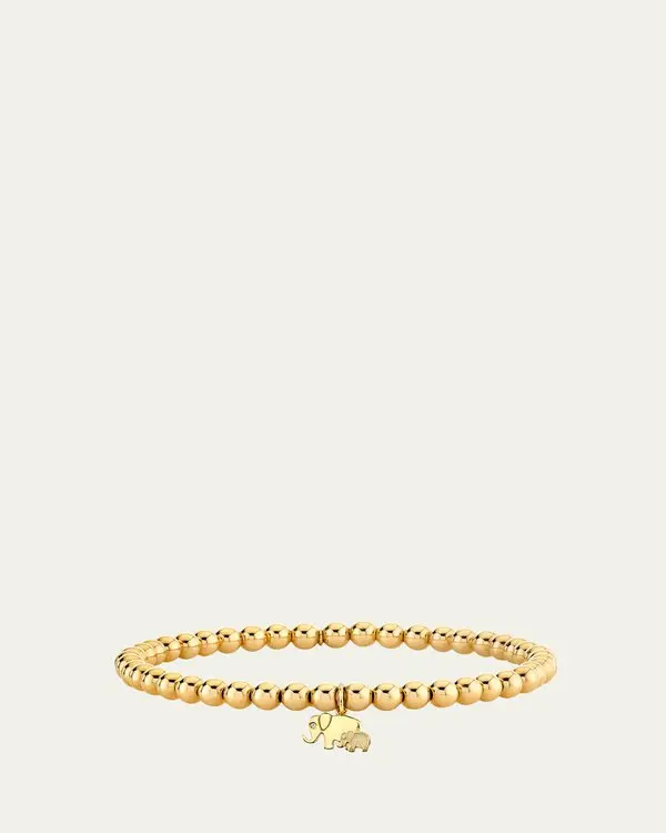 SYDNEY EVAN 14k Yellow Gold Bead And Elephant Family Charm Bracelet - Yg