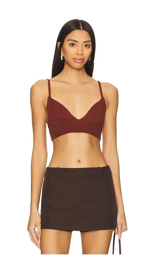 WeWoreWhat Sweater Bra Top In Brown - Chestnut