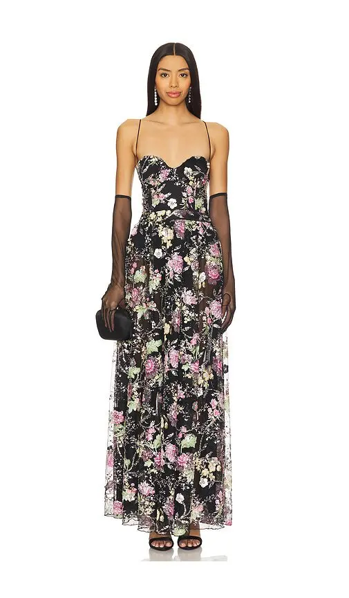 For Love & Lemons Night Fairy Embroidered Maxi Dress In Black - 40% Off |  Editorialist