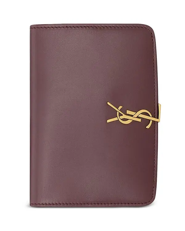 Saint Laurent Voltaire Passport Case - Rouge Cabernet