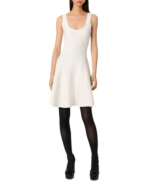 Maje Sequin Embellished Knit Short Dress In White - 30% Off | Editorialist