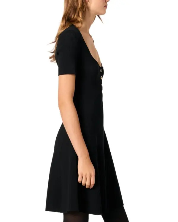 Maje Rib Knit Short Dress In Black - 50% Off | Editorialist