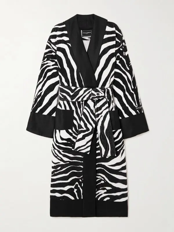 Dolce & Gabbana Belted Zebra-print Cotton-terry Robe - Animal Print
