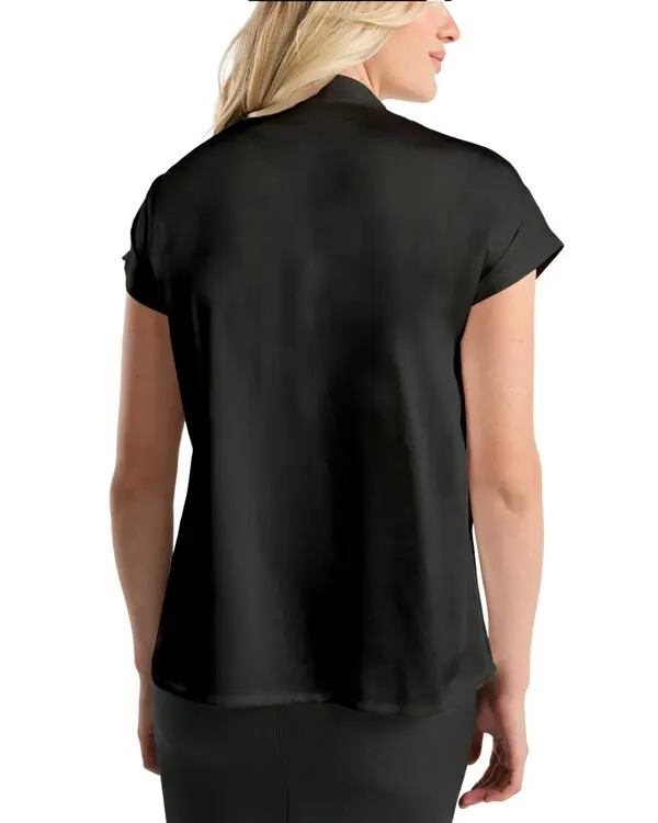 MARION Satin Maternity Nursing Shell Top - Black