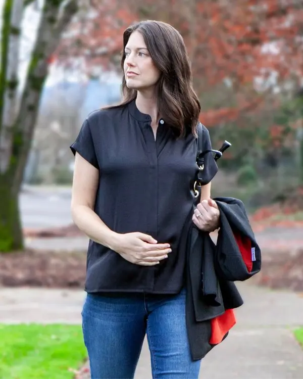 MARION Satin Maternity Nursing Shell Top - Black