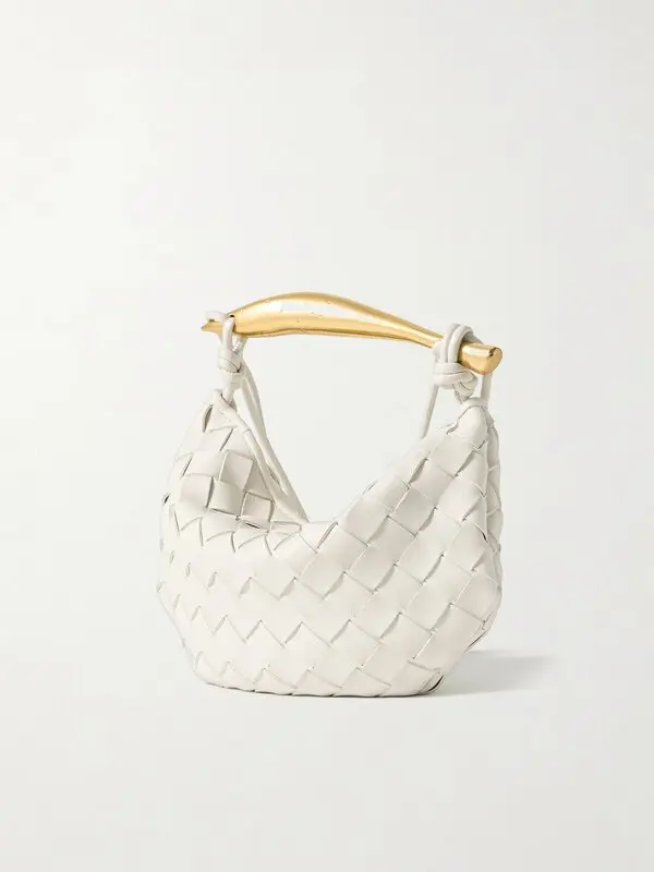 Bottega Veneta Sardine Mini Embellished Intrecciato Leather Shoulder Bag - Neutrals