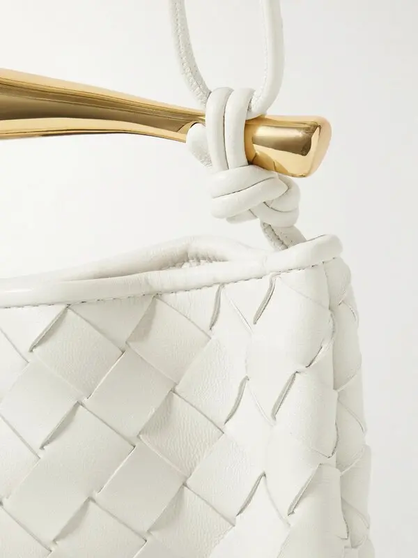 Bottega Veneta Sardine Mini Embellished Intrecciato Leather Shoulder Bag - Neutrals