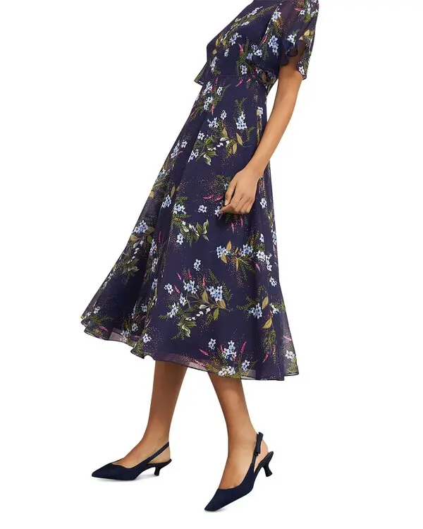 HOBBS LONDON Callie Floral Print Midi Dress