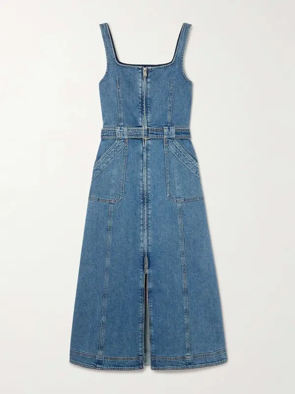 Simkhai Manson Belted Denim Midi Dress
