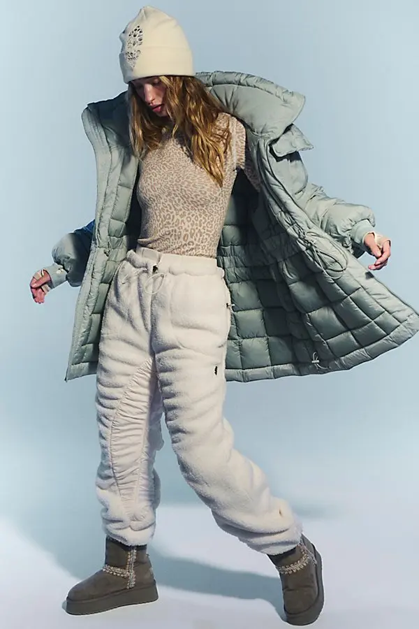 Free People Like A Dream Long Reversible Puffer Jacket - Smoked Sage