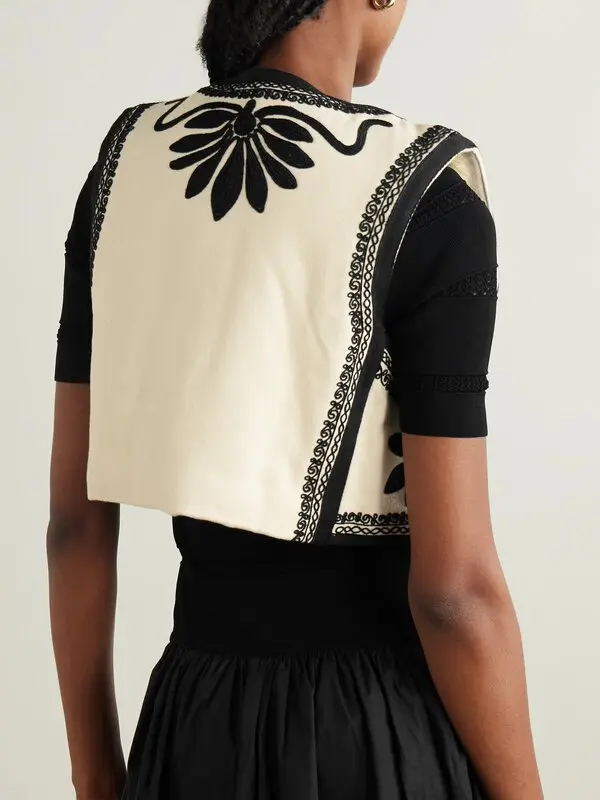 Sea Ambrose Cropped Embroidered Vest