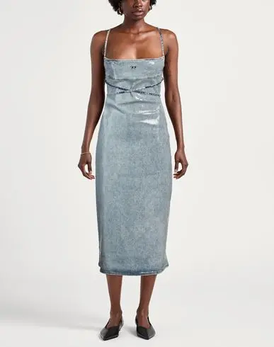 slim fit dress slacks Esme Denim Midi Dress in Blue