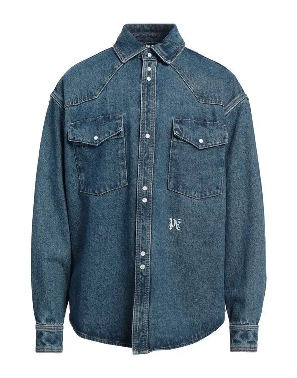 Palm Angels Denim Shirt Size Cotton, Polyester