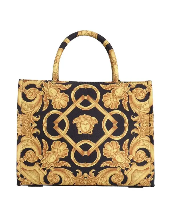 Versace Handbag In Polyester And Calfskin - Black
