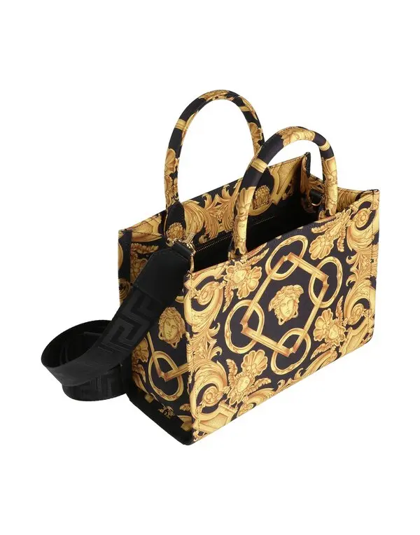 Versace Handbag In Polyester And Calfskin - Black