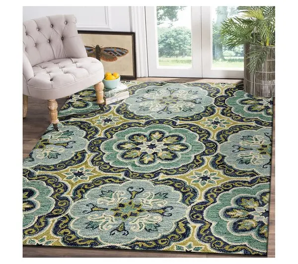 OX BAY TRADING CO. Ox Bay Mia Green Floral Medallion Wool Indoor 5 X 7'9' Rug - One-color