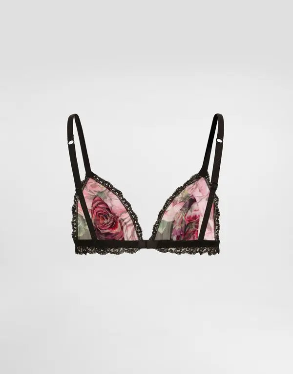 Dolce & Gabbana Rose- Satin And Tulle Triangle Bra