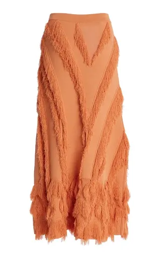 Ulla Johnson Astrid Fringed Knit Maxi Skirt - Orange