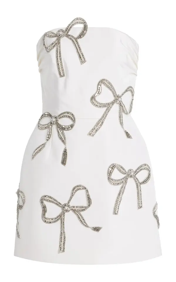 Carolina Herrera Embellished Silk Mini Dress - White