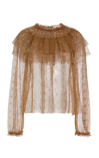 Ulla Johnson Viviane Capelet Lace Shirt - Gold