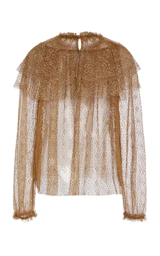 Ulla Johnson Viviane Capelet Lace Shirt - Gold