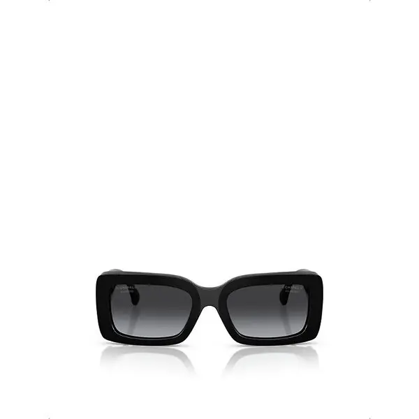 Chanel Ch5534 Polarised Rectangle-frame Sunglasses - Black