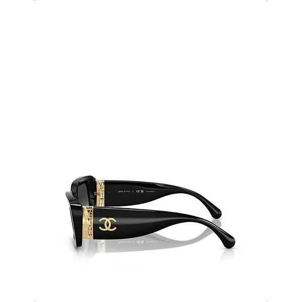 Chanel Ch5534 Polarised Rectangle-Frame Sunglasses - Black