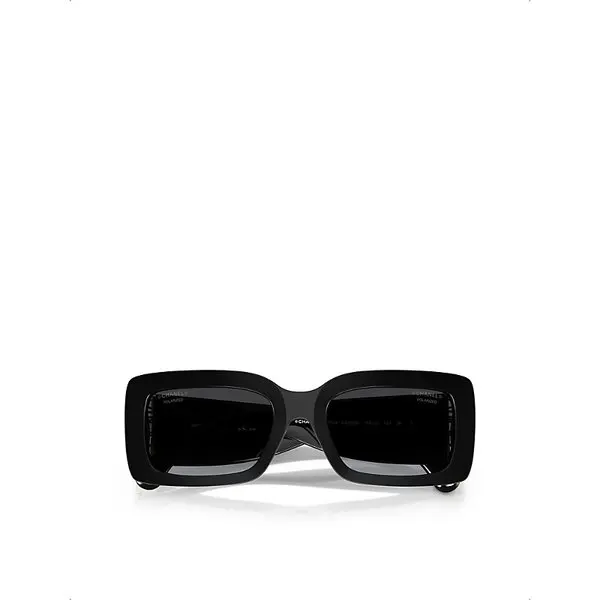Chanel Ch5534 Polarised Rectangle-Frame Sunglasses - Black