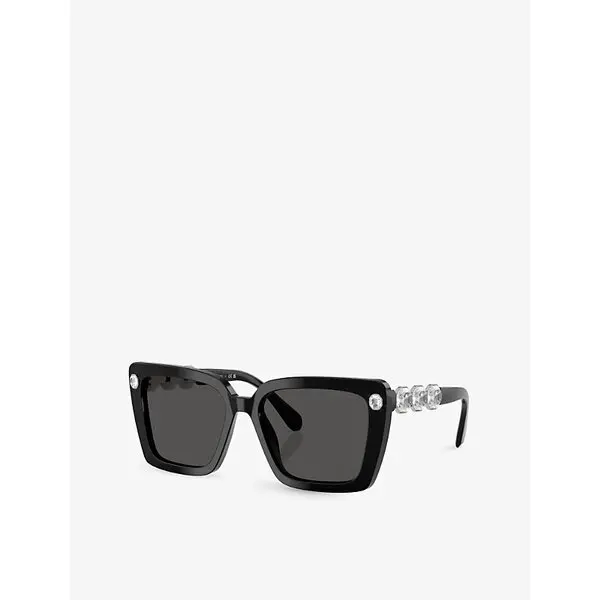 SWAROVSKI Sk6032 Square Sunglasses - Black