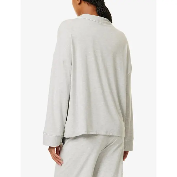 Lounge Contrast-piping Brand-patch Modal-jersey Pyjama Shirt
