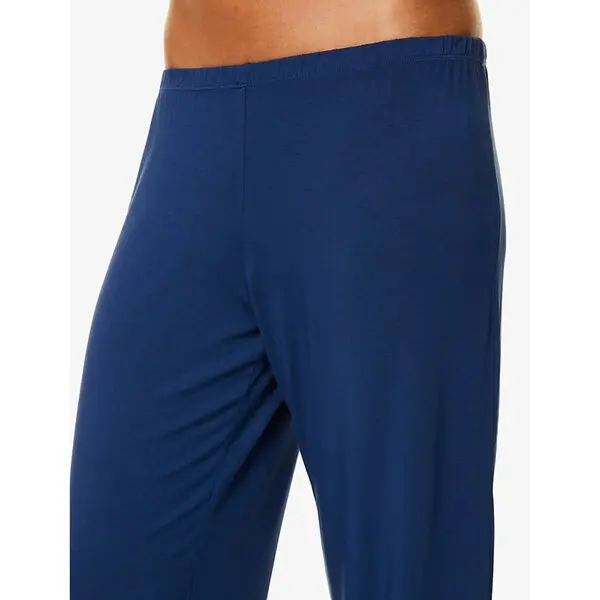 Eberjey Frida Contrast-piping Stretch-jersey Pyjamas - Navy/ivory