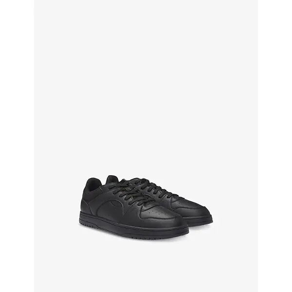 Hugo Brand-print Faux-leather Low-top Trainers - Black