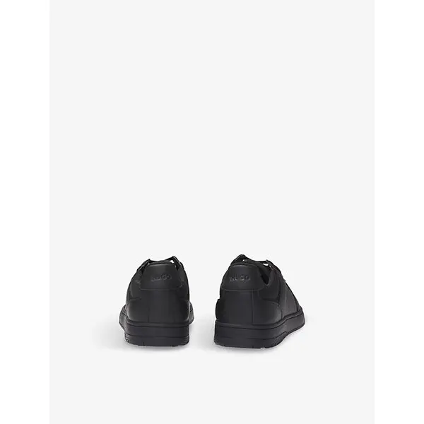 Hugo Brand-print Faux-leather Low-top Trainers - Black