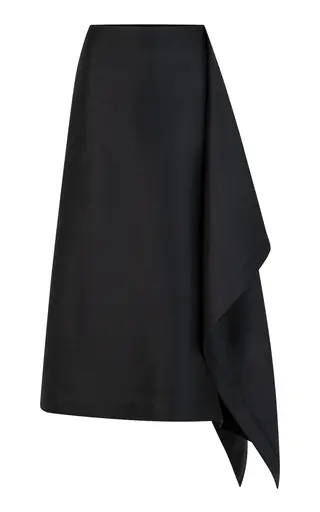 HEIRLOME Mel Draped Silk Crepe Skort - Black