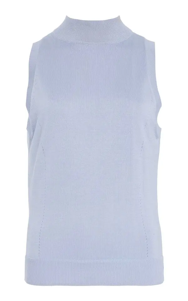 Carolina Herrera Silk-cotton Sleeveless Top - Blue