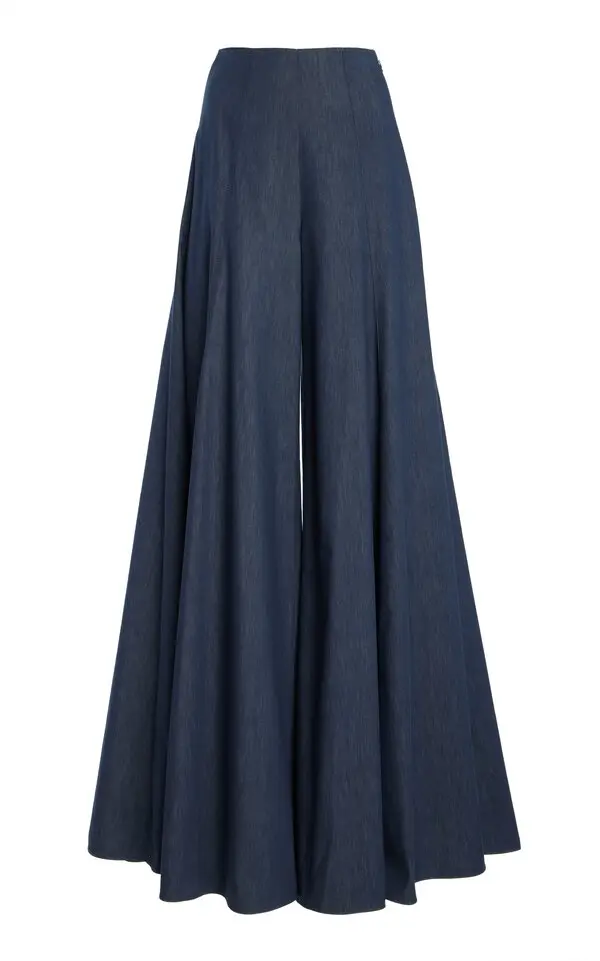 Carolina Herrera Cotton Chambray Palazzo Pants