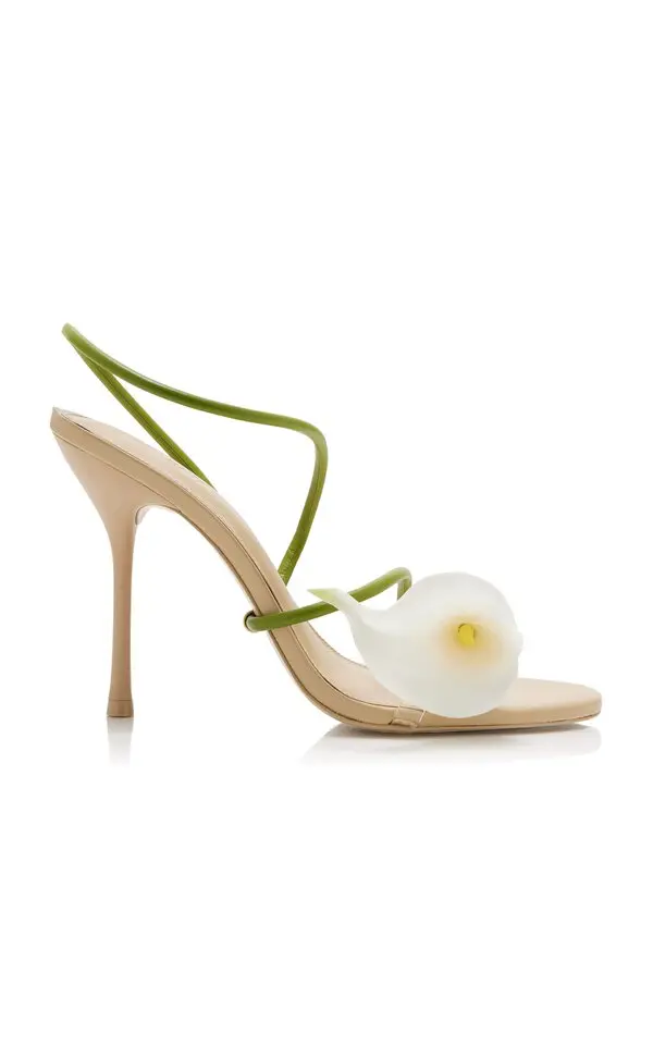 Cult Gaia Cassidy Floral Leather Sandals