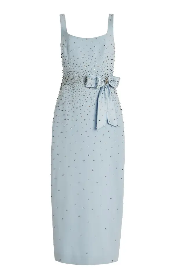 Carolina Herrera Embellished Stretch-crepe Midi Dress - Blue