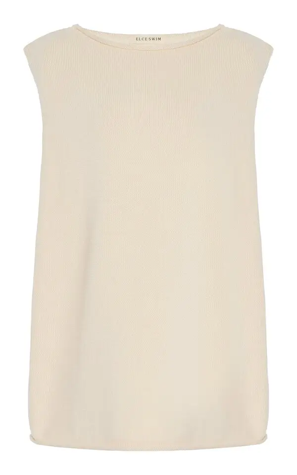 ELCE Exclusive Manon Knit Cotton Top - Ivory