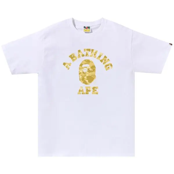 A BATHING APE Color Camo College Tee /yellow - White