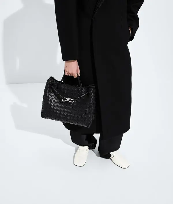 Bottega Veneta Intrecciato Leather Top Handle Bag - Black