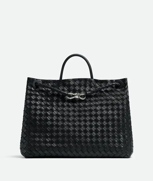 BOTTEGA  VENETA Large Intrecciato Leather Andiamo Bag - Black