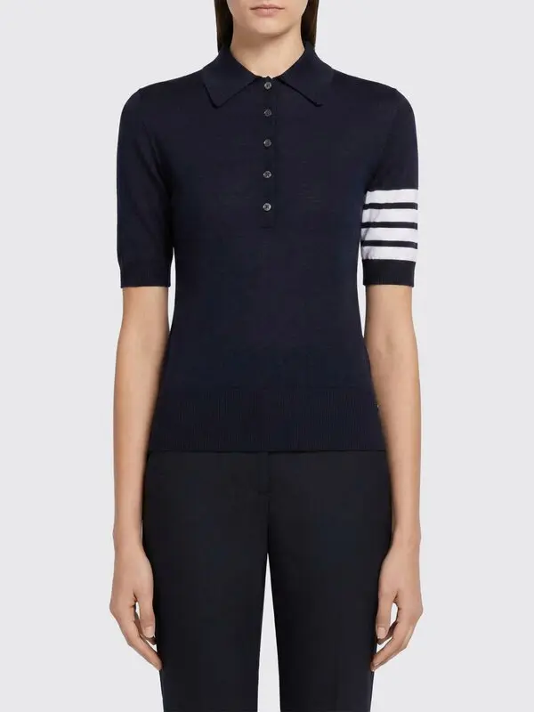 Thom Browne Virgin Wool Polo Shirt - Blue