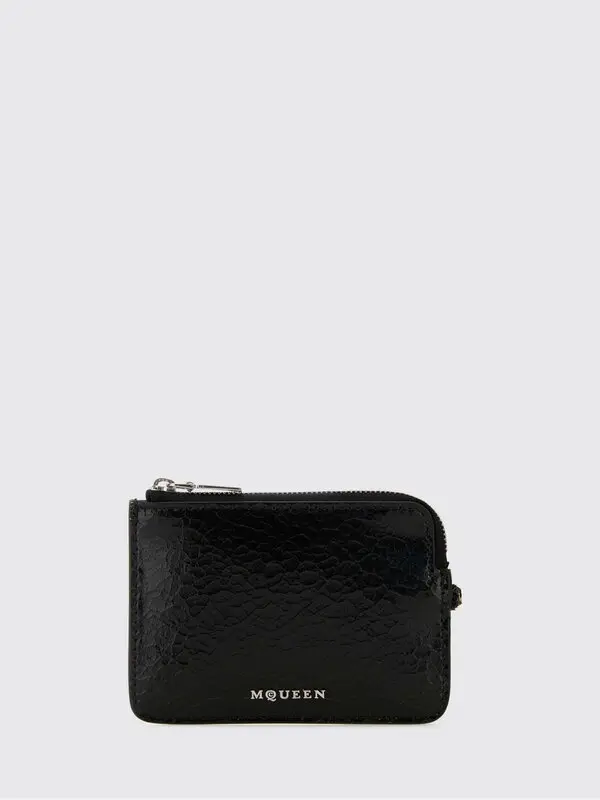 Alexander McQueen Crackled Leather Credit Card Holder