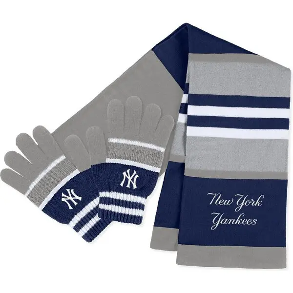 WEAR BY ERIN ANDREWS New York Yankees Stripe Glove And Scarf Set - Blue