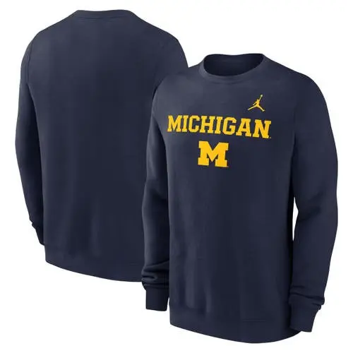 JORDAN BRAND Michigan Wolverines Primetime Primary Stack Pullover Sweatshirt