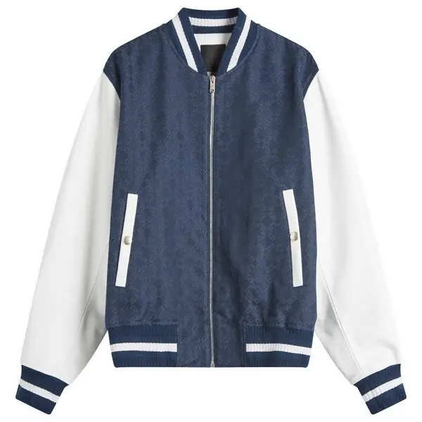 Givenchy Mixed Material Varsity Jacket - Navy/white