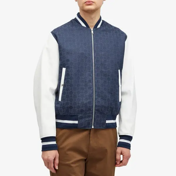 Givenchy Mixed Material Varsity Jacket - Navy/white