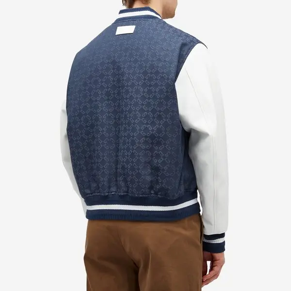 Givenchy Mixed Material Varsity Jacket - Navy/white