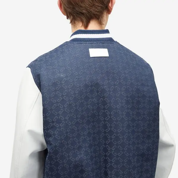 Givenchy Mixed Material Varsity Jacket - Navy/white